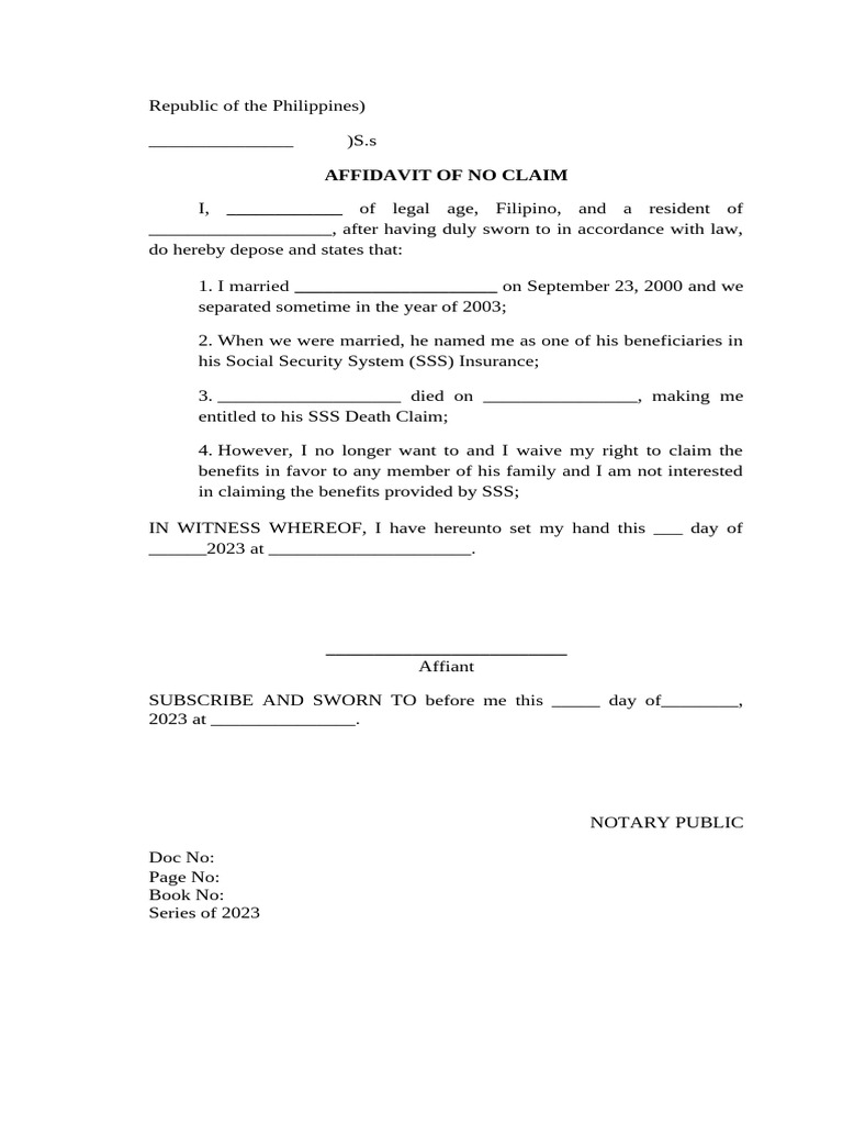 AFFIDAVIT of No Claim | PDF