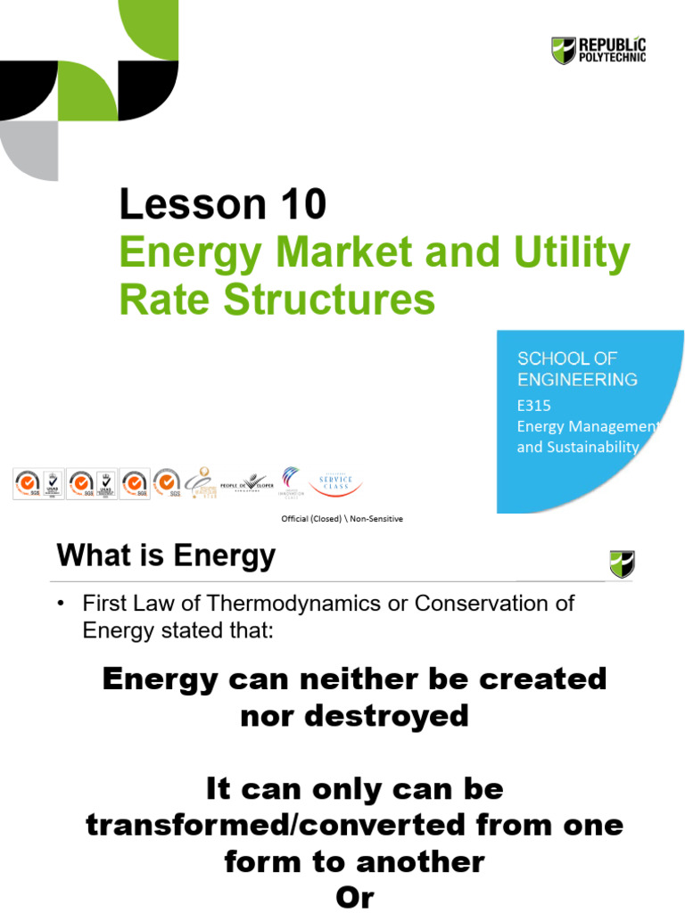 Lesson 10: Energy Market and Utility Rate Structures | PDF