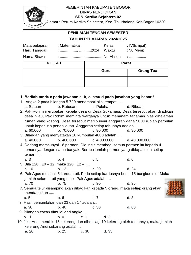 MATEMATIKA IKM KELAS 4 Fix | PDF