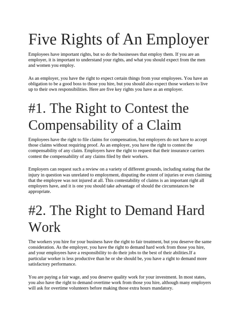 Five Rights of An Employer | PDF