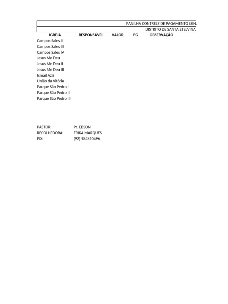 PLANILHA PAGAMENTO DO RETIRO ESPIRITUAL 2025 (SINALo | PDF