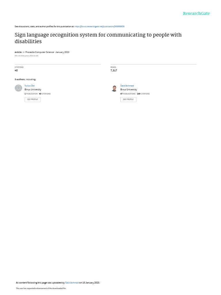Sign Language Recognition System For Communicating To People With ...
