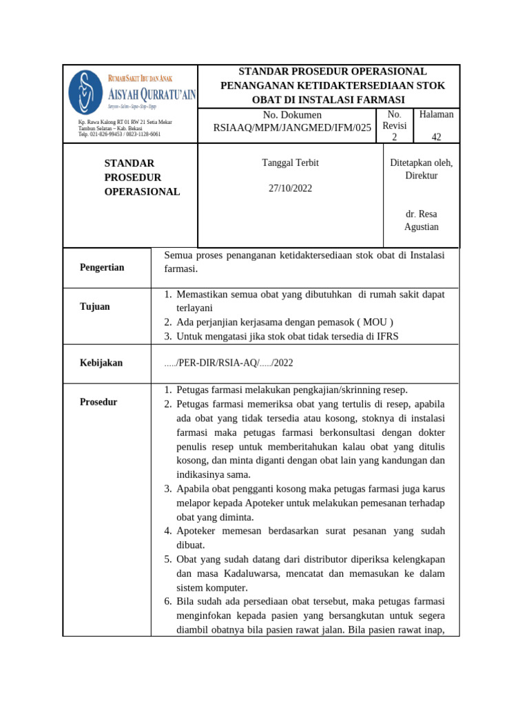 Sop Obat Kosong | PDF