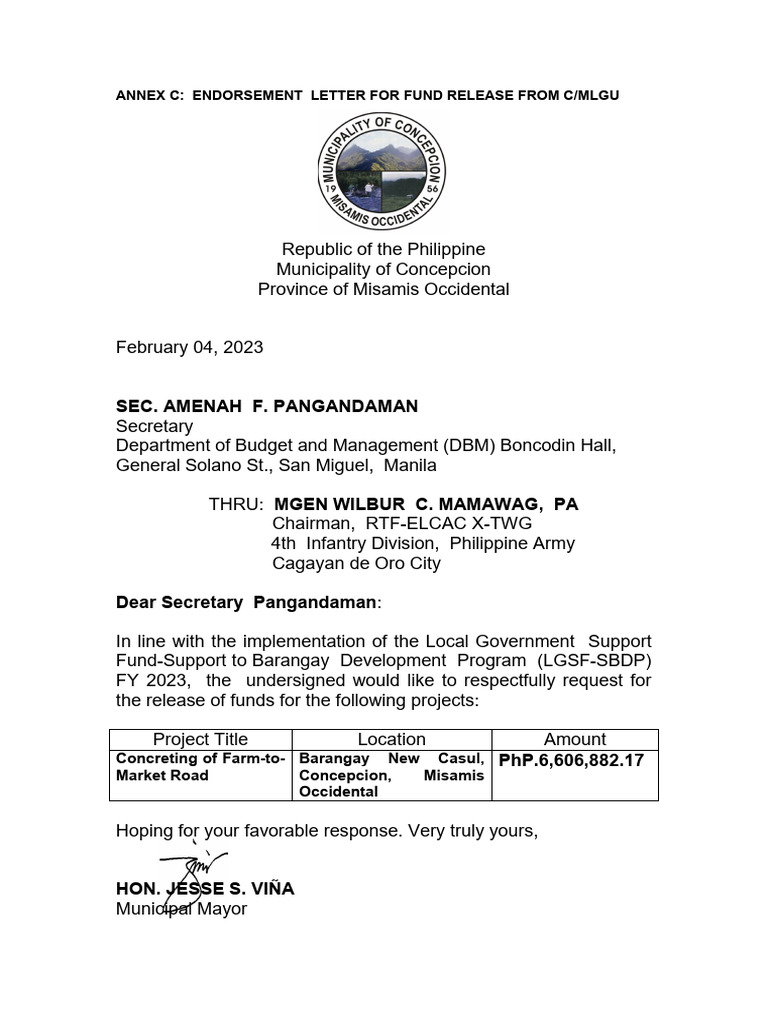 ANNEX C Endorsement Letter - New Casul | PDF
