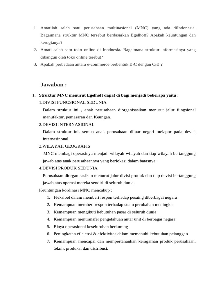 Jawaban:: Struktur MNC Menurut Egelhoff Dapat Di Bagi Menjadi Beberapa ...