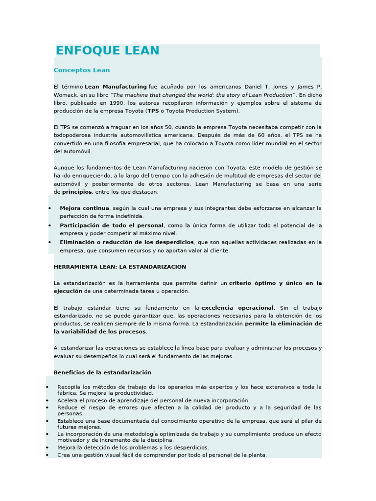 Enfoque Lean | PDF