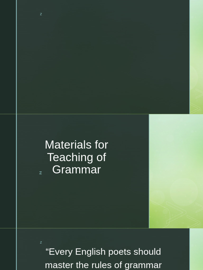 Materials For Teaching of Grammar | PDF