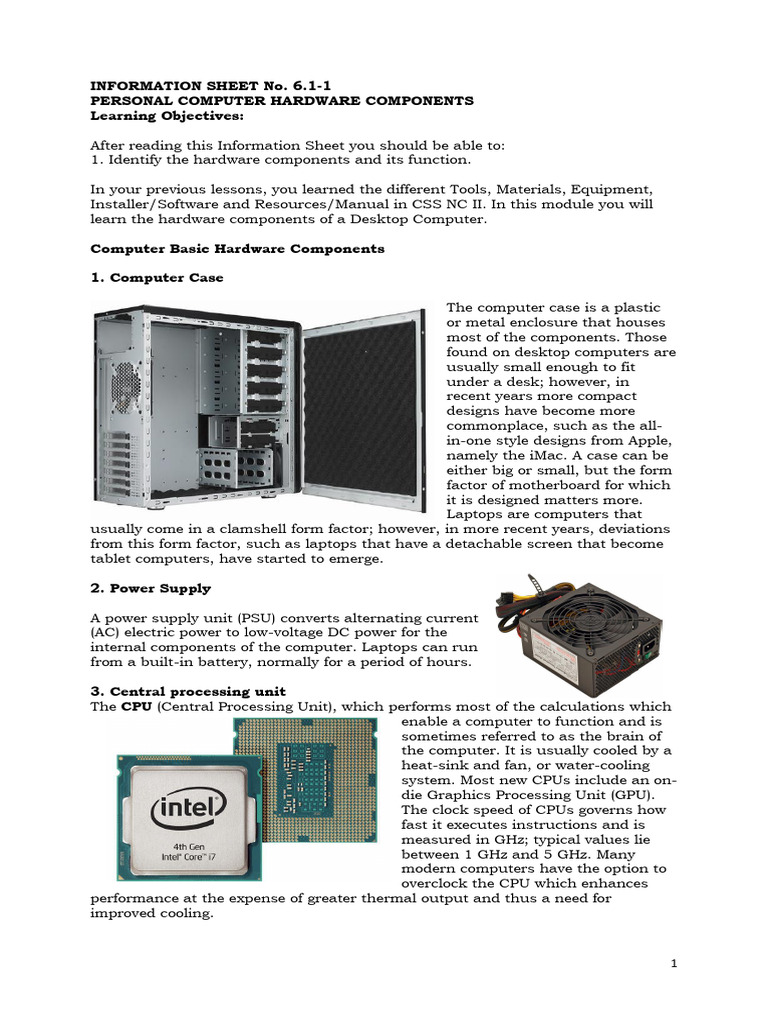 IS 6.1 PC Hardware Components | PDF