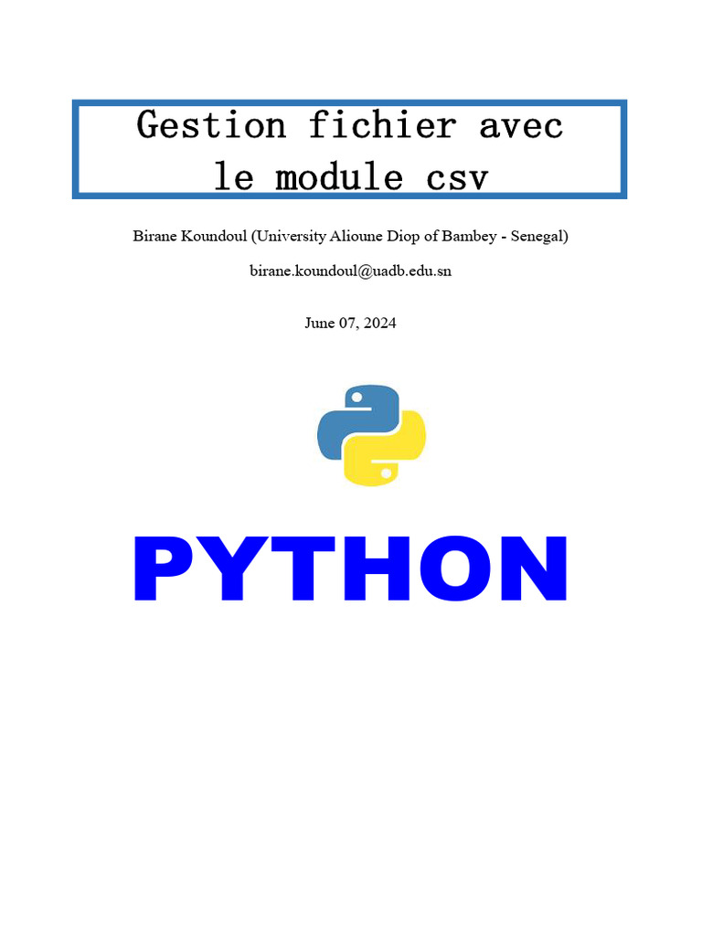 Le Module CSV Pour La Gestion Des Fichiers 1718150403 | PDF