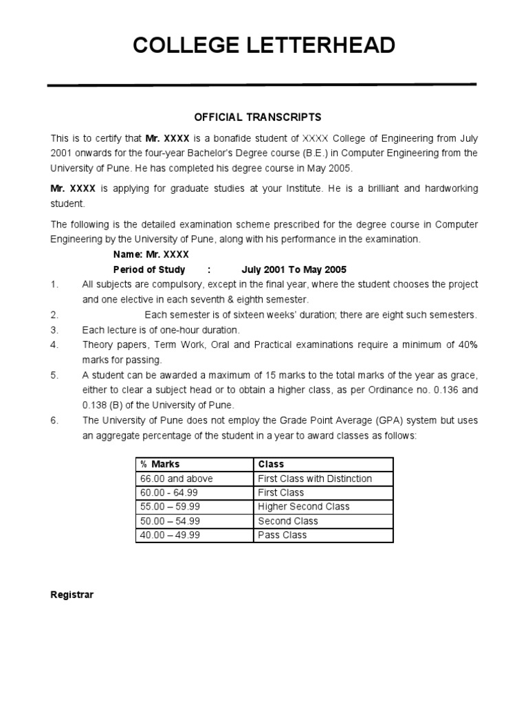 Transcript Format | PDF | Postgraduate Education | Undergraduate Education