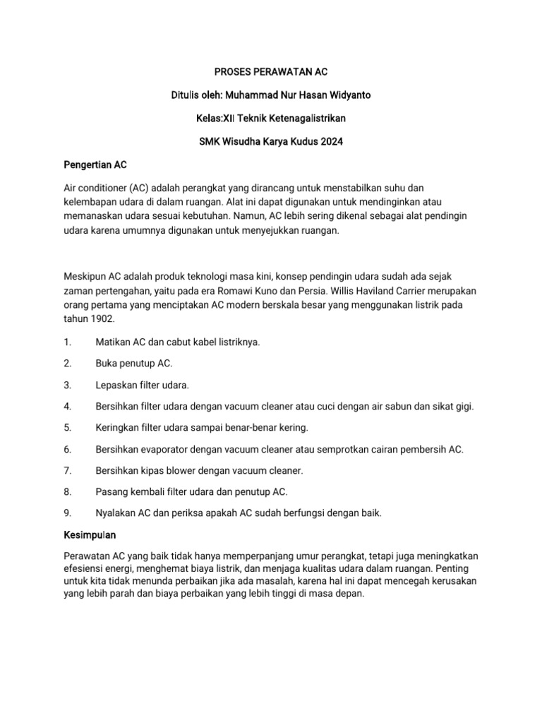 Proses Perawatan AC | PDF