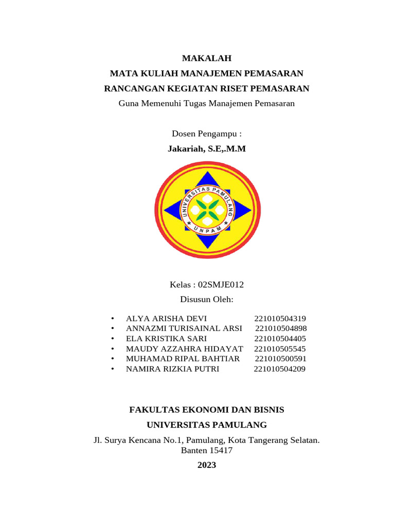 Rancangan Kegiatan Riset Pemasaran | PDF