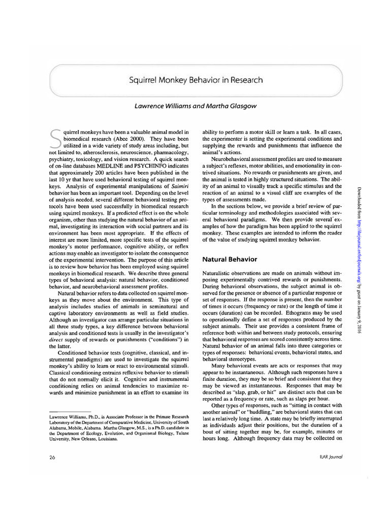 Monkey Behavior in Research | PDF