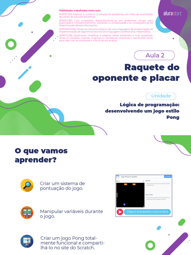 Lógica - de Programação Desenvolvendo Um Jogo Estilo Pong - AULA2 ...