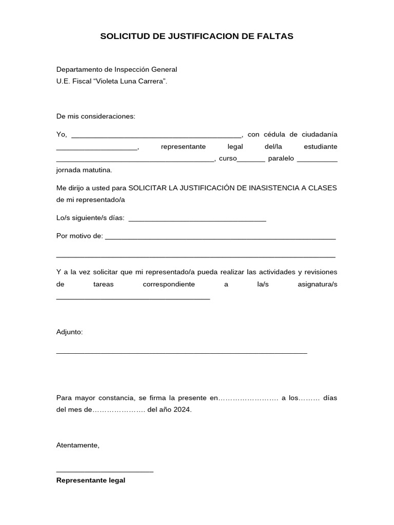 Solicitud de Justificacion de Faltas | PDF