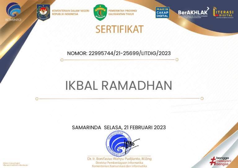 Sertifikat Ikbal Literasi Digital 2023 | PDF