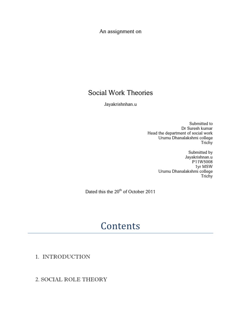 An Assignment On Social Work Theories | PDF | Gestalt Therapy | Heuristic