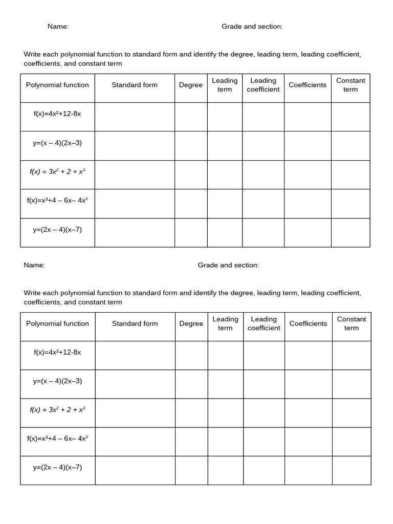 Polynomial Function Pdf