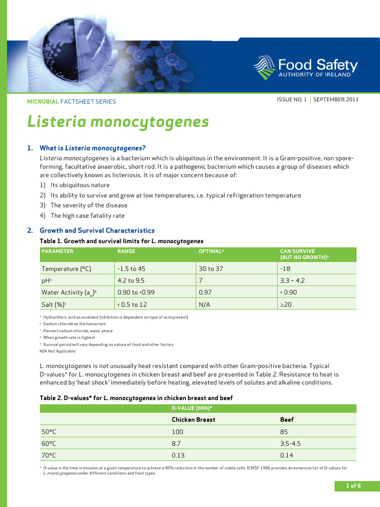 Listeria Monocytogenes Factsheet FINAL | PDF