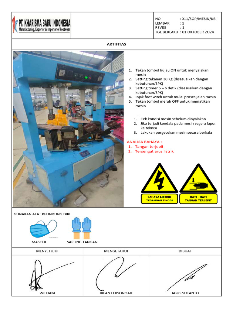 Sop Mesin Press Pegas | PDF