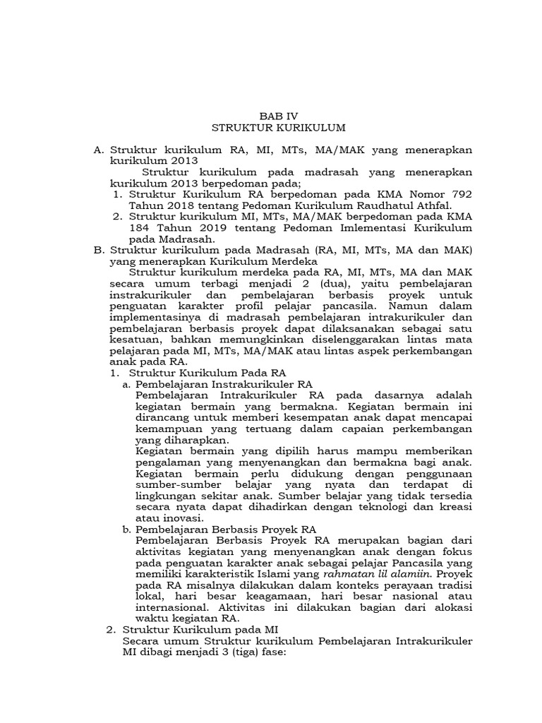 Struktur Kurikulum Madrasah | PDF