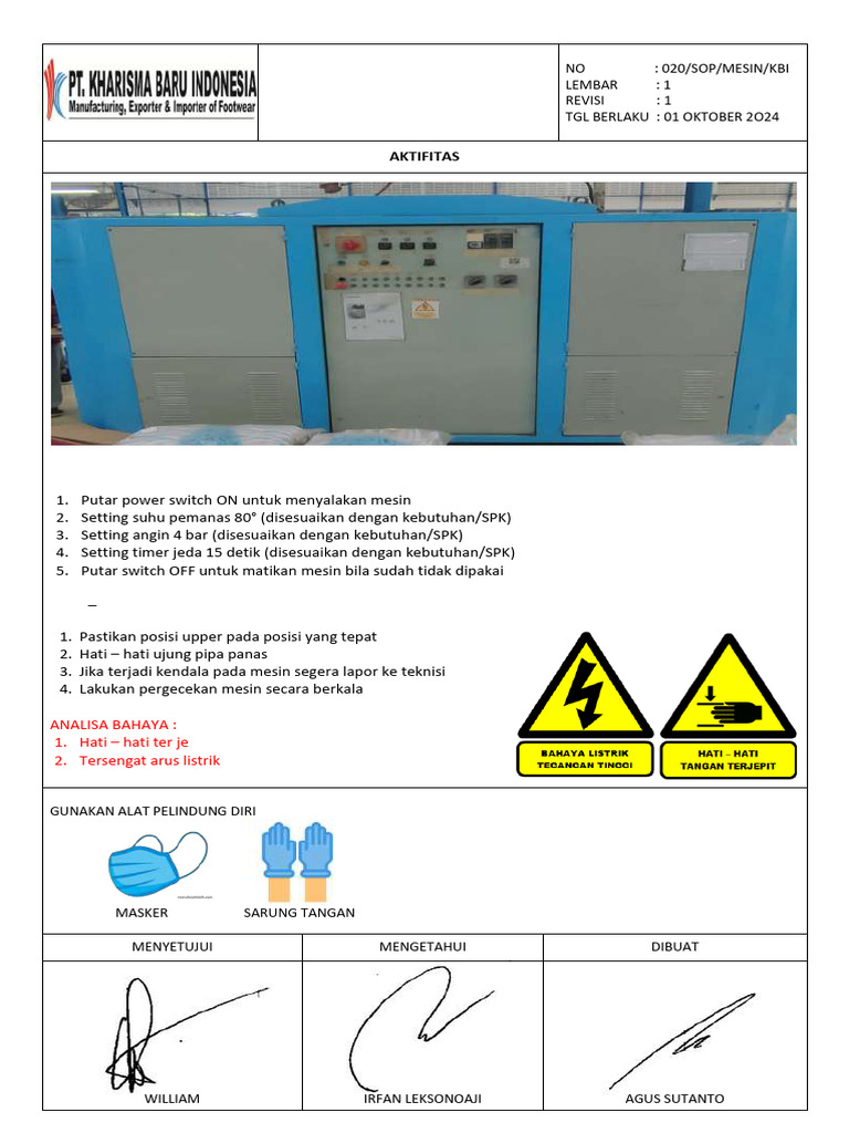 Sop Mesin Laminating Rotari | PDF