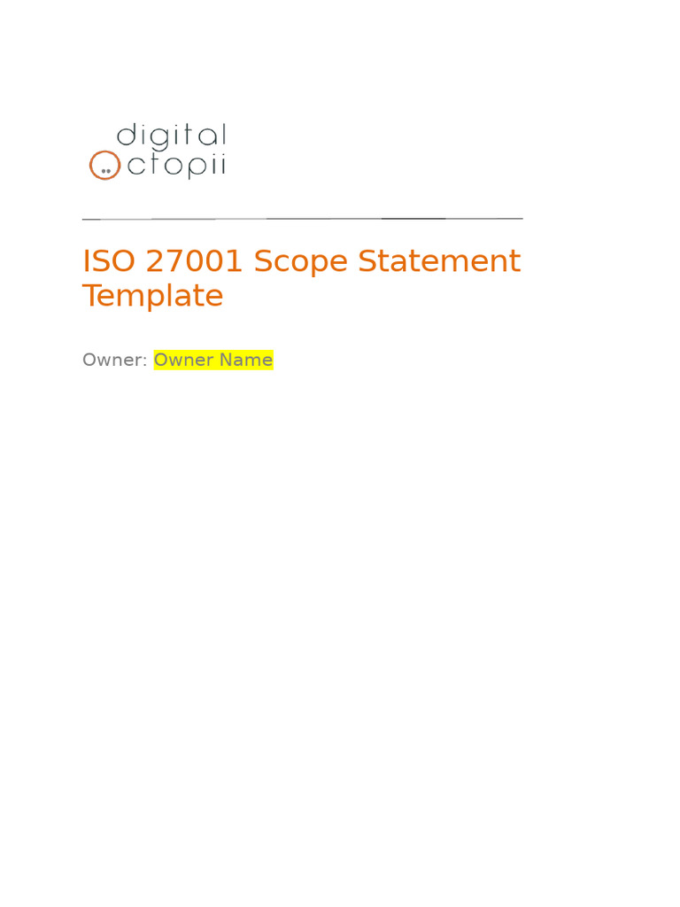 ISO 27001 Scope Statement Template | PDF