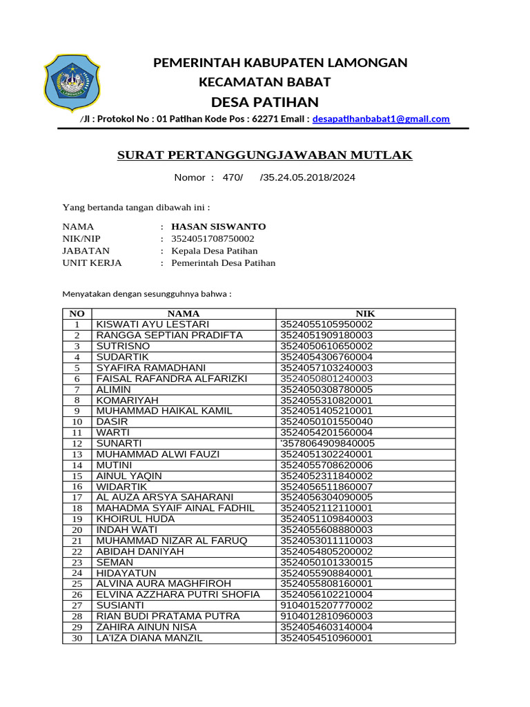 Contoh SPJM Kep Desa 2024 | PDF