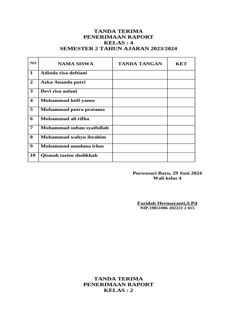 Tanda Terima Raport | PDF