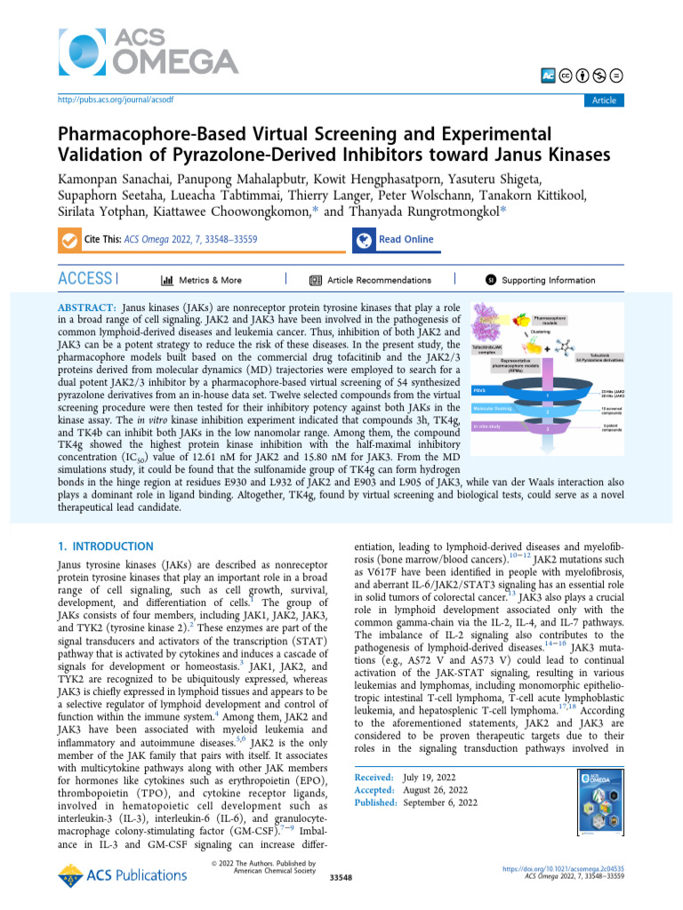 Sanachai Et Al 2022 Pharmacophore Based Virtual Screening and Experimental Validation of ...