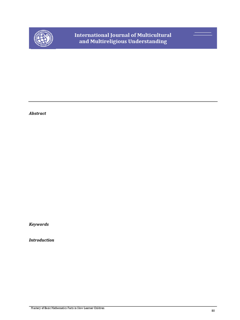 Mastering Math Facts in Slow Learners | PDF | Learning | Wellness