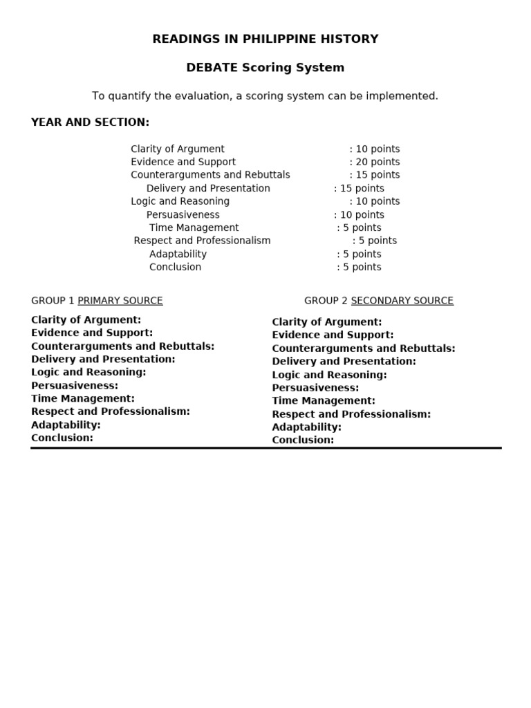 Debate Scoring System | PDF