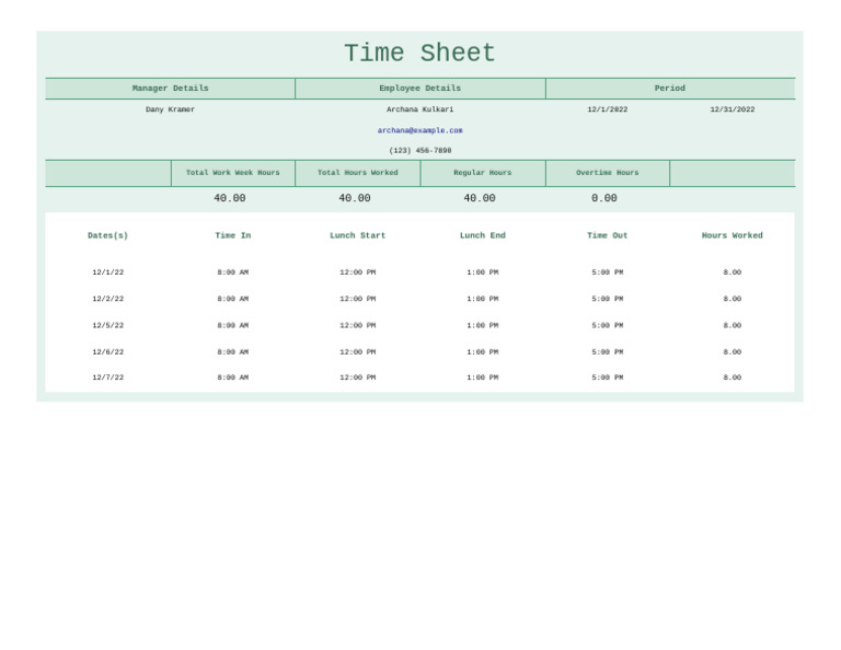 Timesheet 1 | PDF