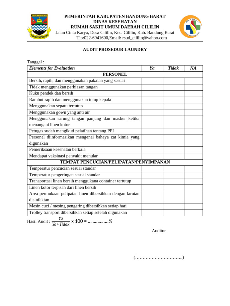 Audit Prosedur Laundry | PDF