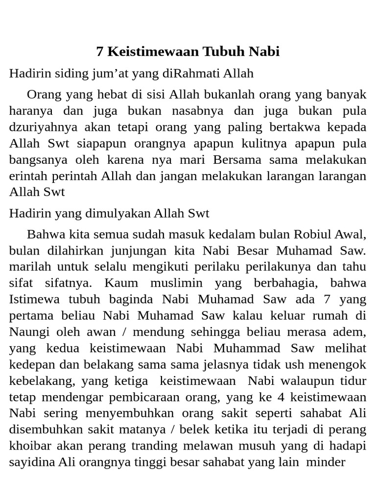 7 Keistimewaan Tubuh Nabi Ketikan | PDF