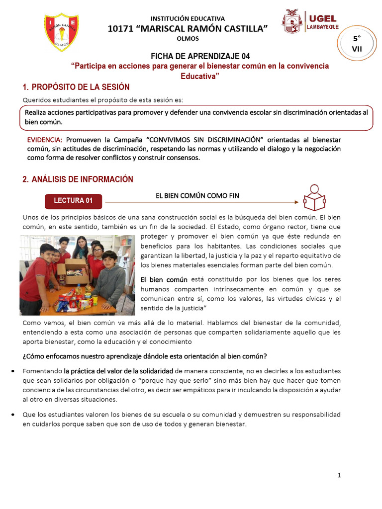 Ficha de Aprendizaje 04 - 5° | PDF