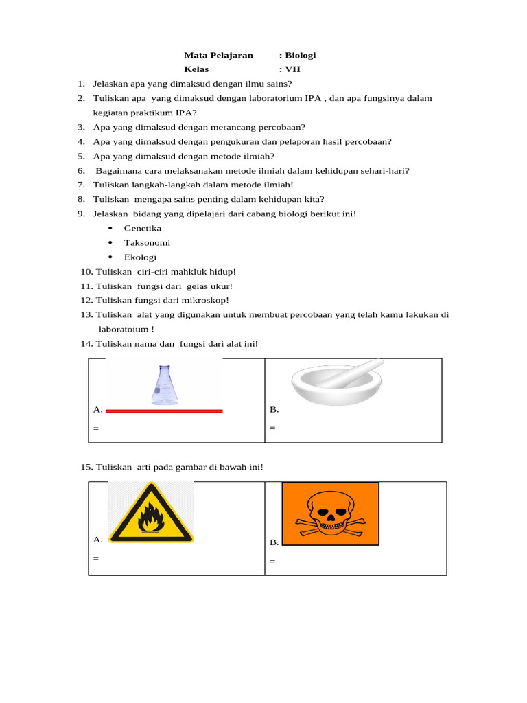 Soal Biologi Kelas 7 | PDF