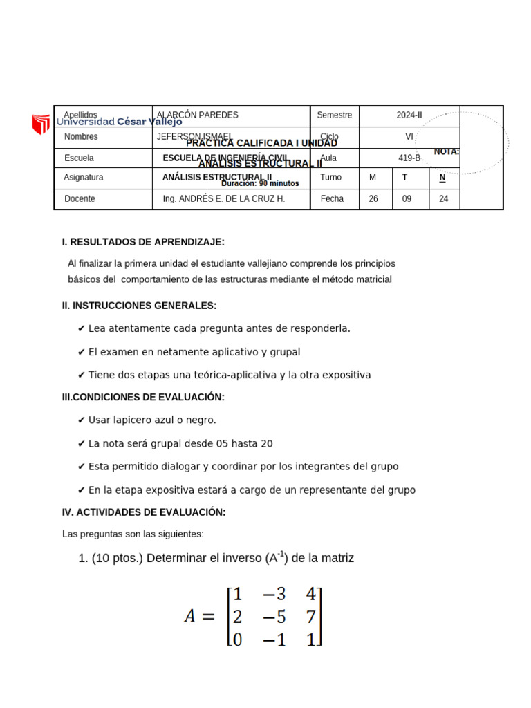 Práctica Calificada 01 | PDF | Métodos y materiales de enseñanza