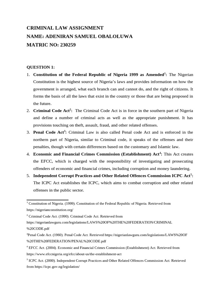 Criminal Law QA assignment | PDF