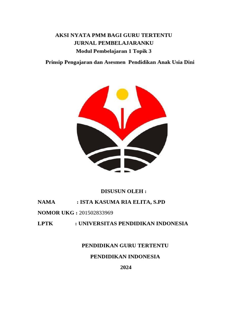 Modul 1 Prinsip Pengajaran Dan Asesmen Paud (Ista Kasuma Ria Elita) | PDF