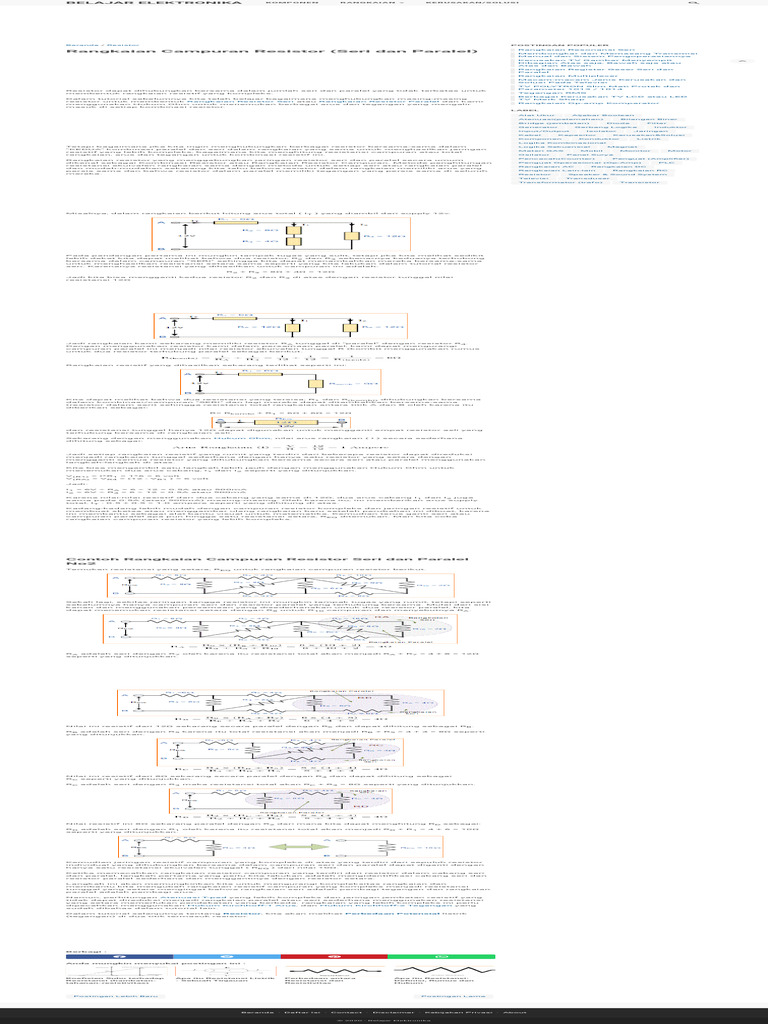 Rangkaian Campuran Resistor (Seri Dan Paralel) - Belajar Elektronika | PDF