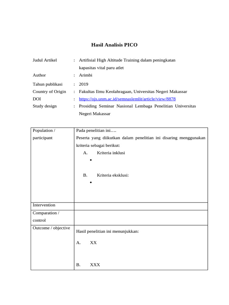 Hasil Analisis PICO | PDF
