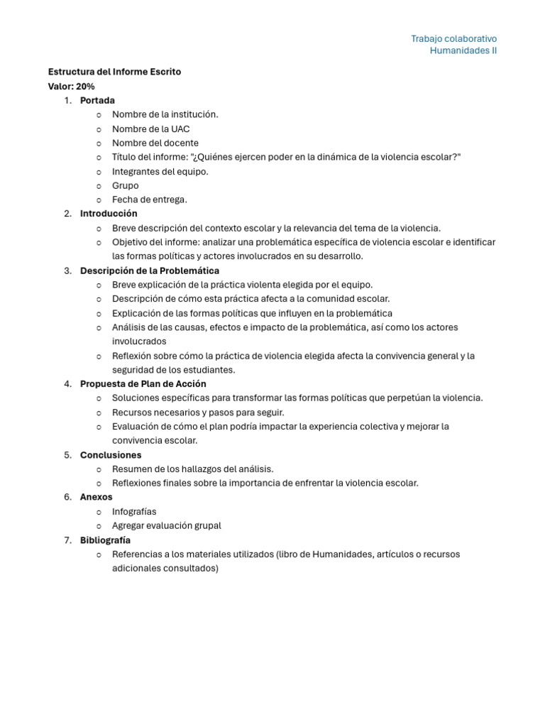 Estructura del Informe Escrito | PDF