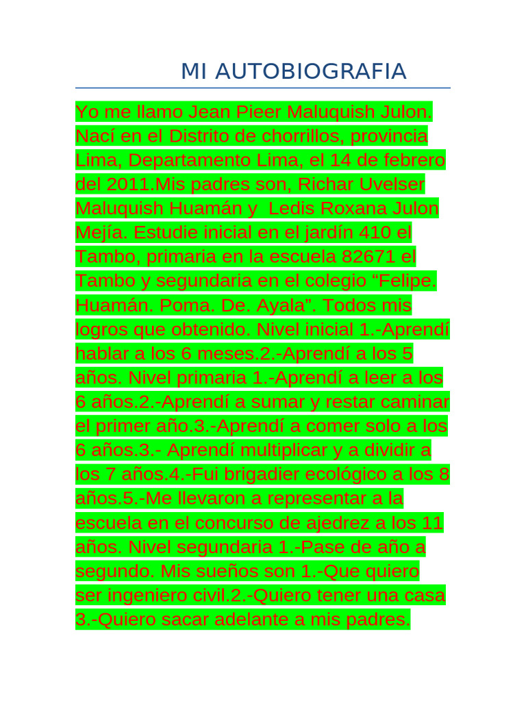 Mi Autobiografia | PDF