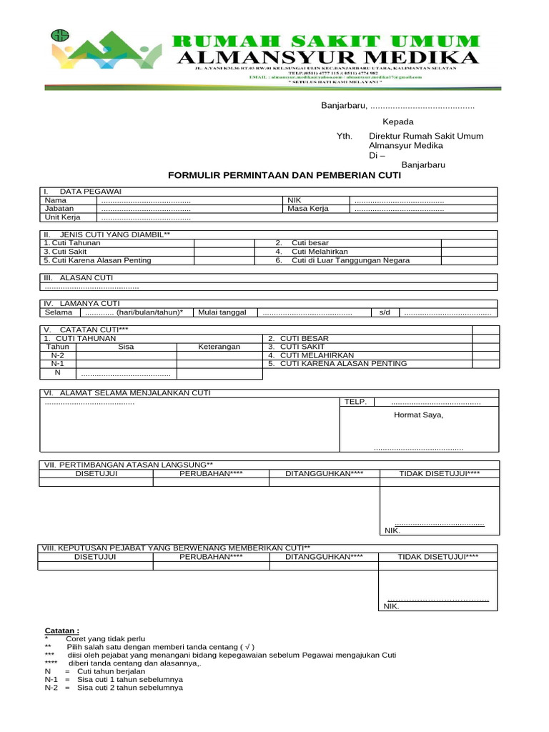 Form Cuti Rsam | PDF