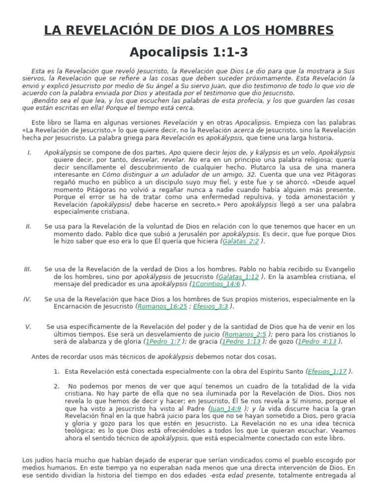 LA REVELACIÓN DE DIOS A LOS HOMBRES Apoc 1 | PDF