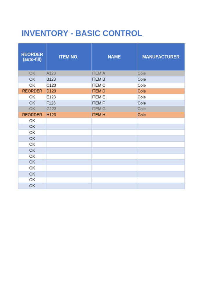 Inventory List Template 181 | PDF