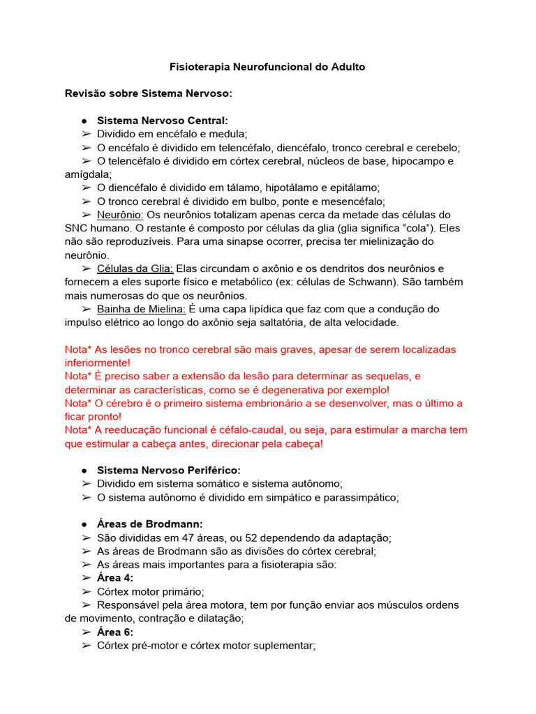 Fisioterapia Neurofuncional: Sistema Nervoso | PDF | Cerebelo | Cerebro
