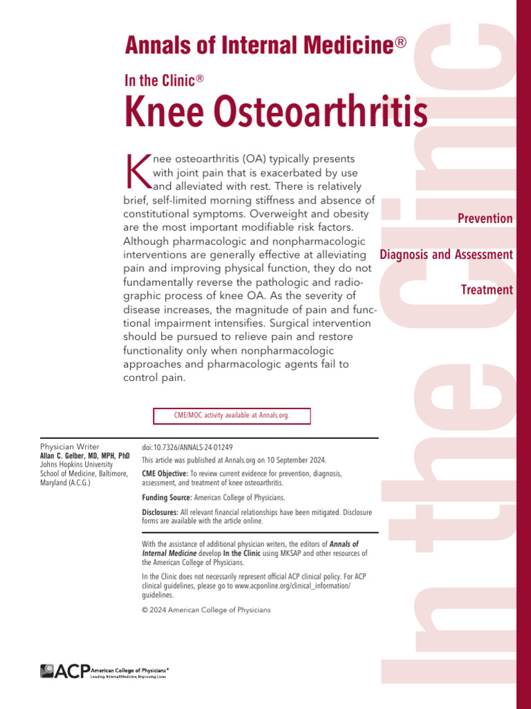 Allan C Gelber Knee Osteoarthritis 2024 | PDF