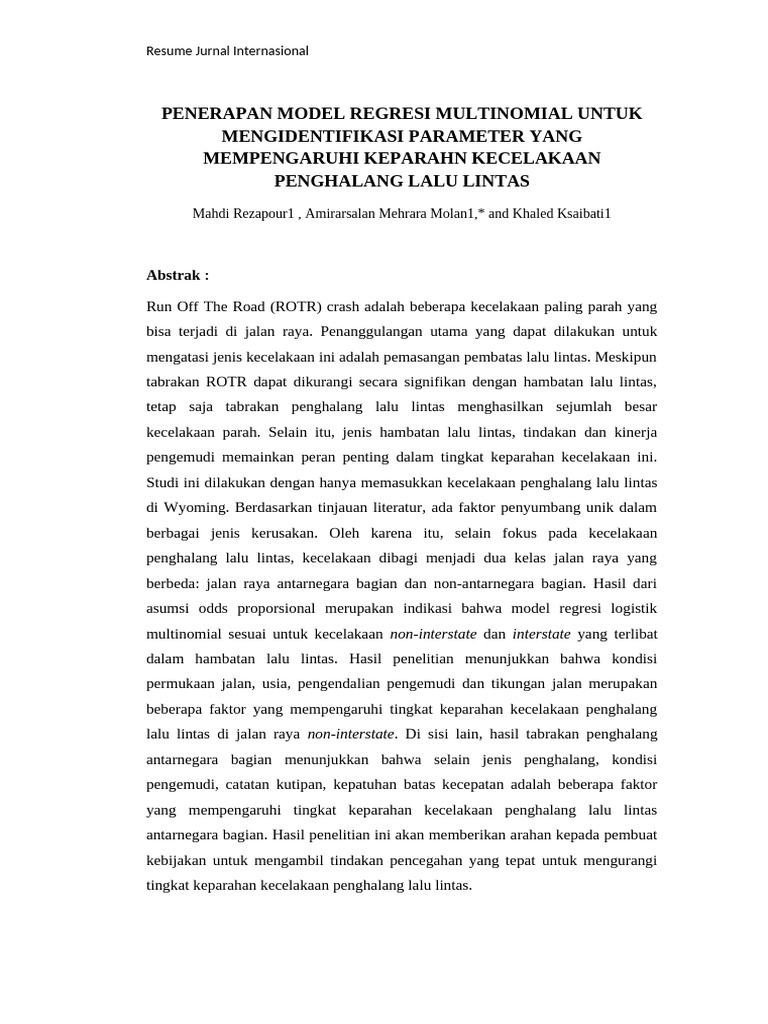 Penerapan Model Regresi Multinomial Untuk Mengidentifikasi Parameter ...